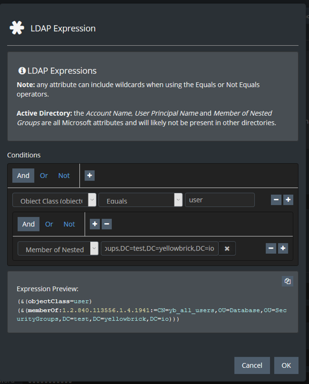 LDAP Synchronization: Examples with Filters | Yellowbrick Data