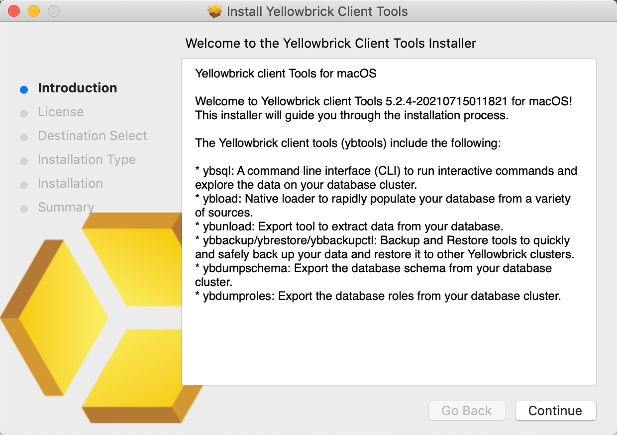 Installing ybtools on macOS | Yellowbrick Data
